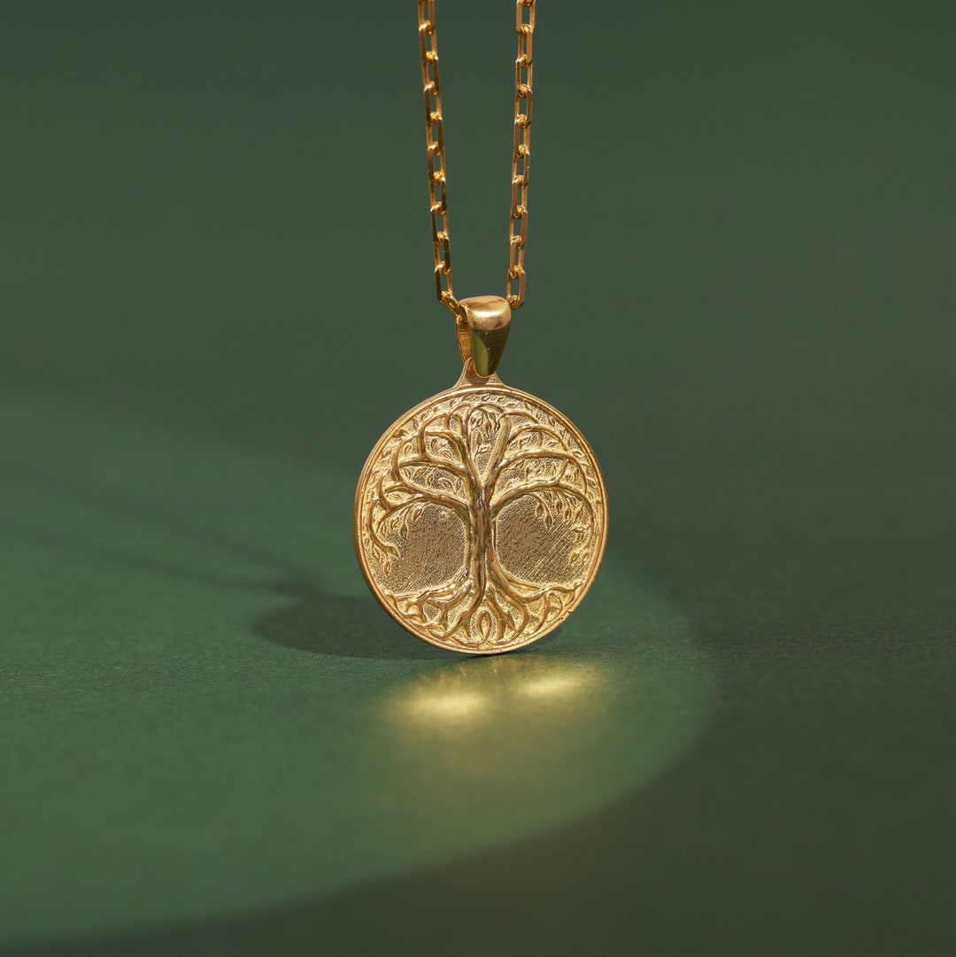 Mythologic Tree of Life Necklace in 14K Gold for Family, Yggdrasil ...