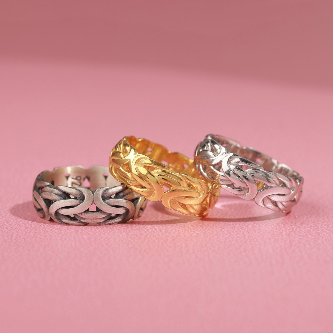 Elegant Byzantine Chain Ring for Mom Birthday Gift, Chain Link Ring in ...