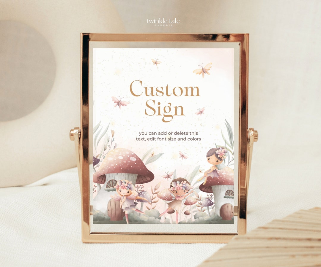 Custom Sign for Kids Birthday Party, Fairy Themed Custom Birthday Table ...