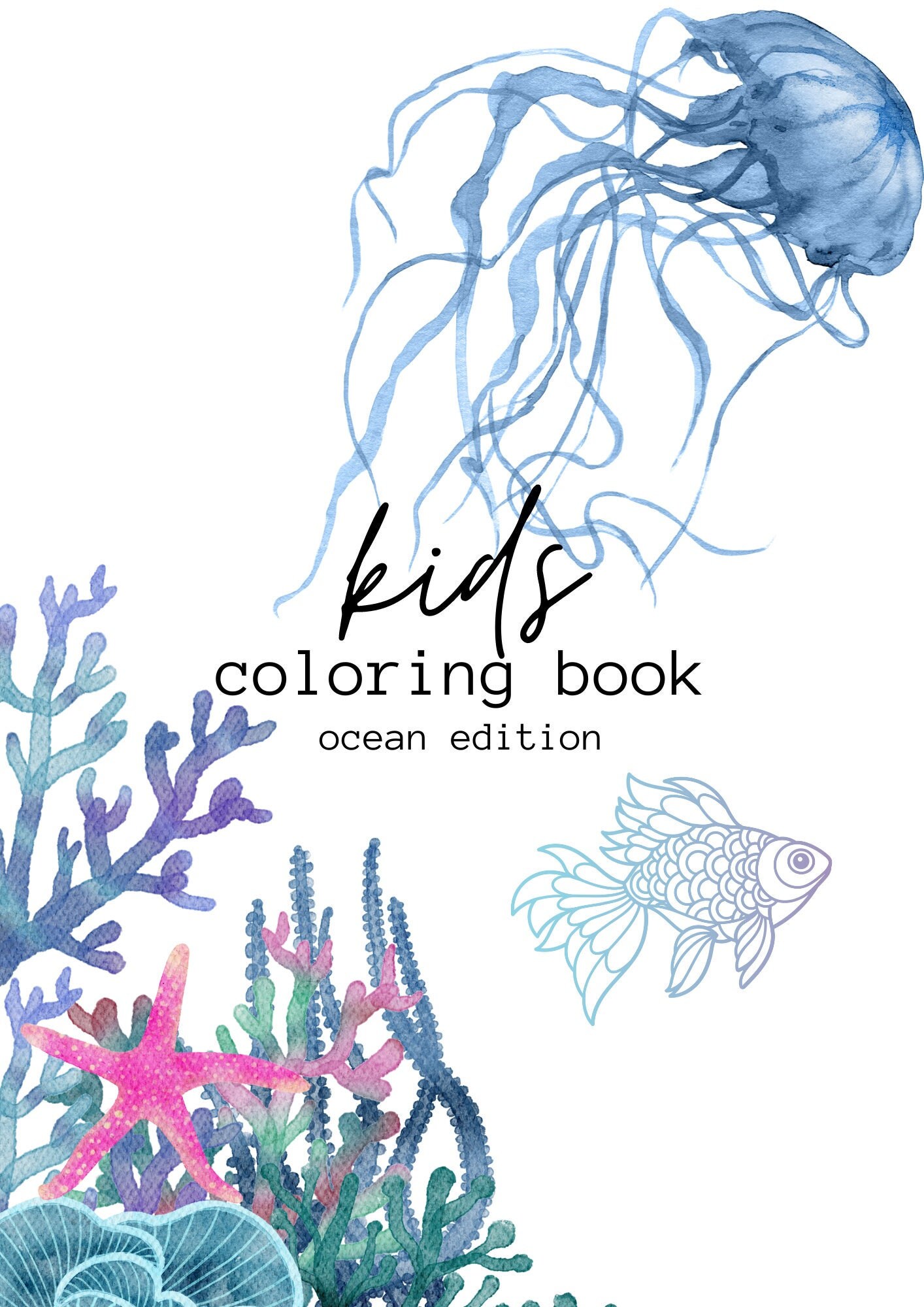 Kids Coloring Book Ocean, Kids Coloring Pages,digital Download,under ...