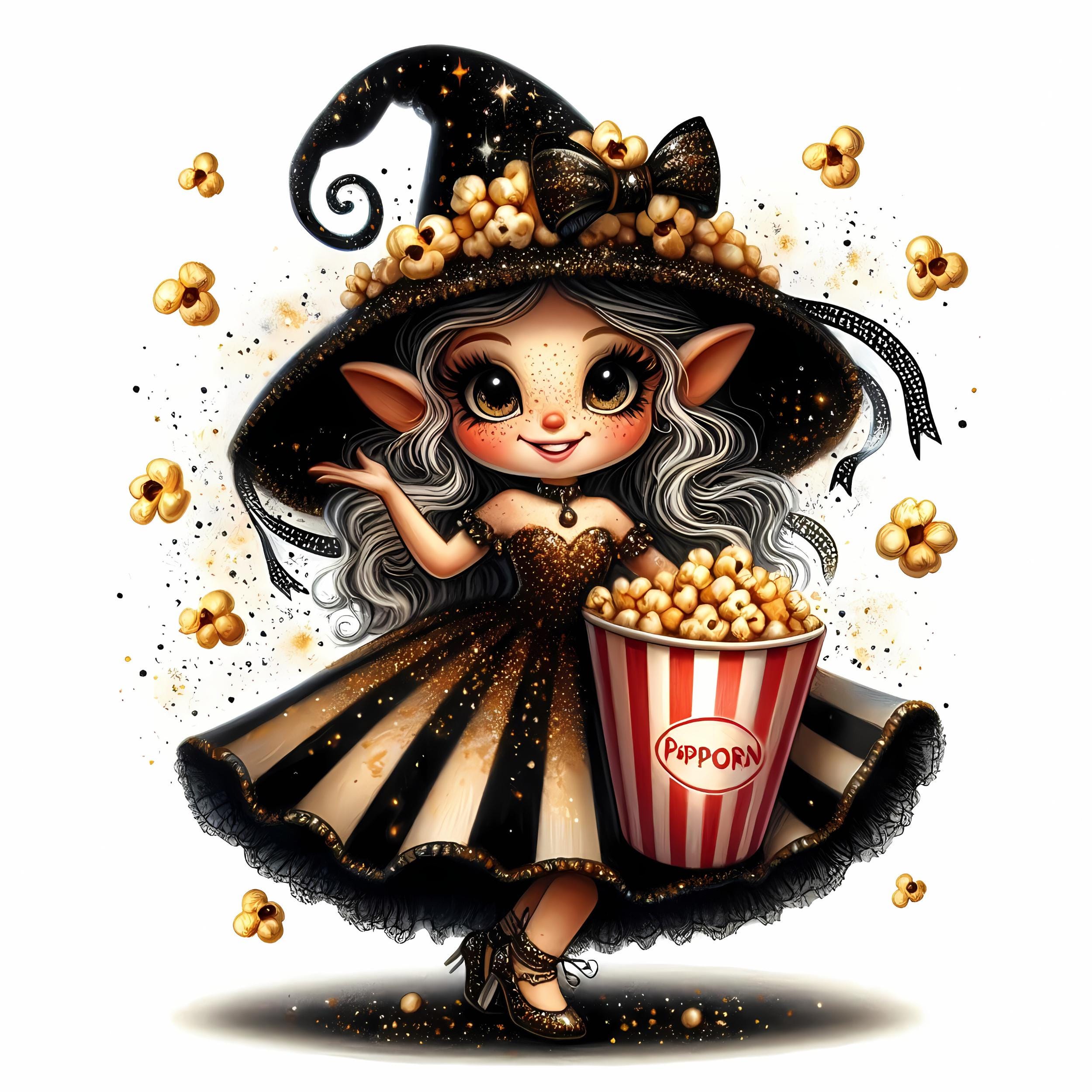 Popcorn Gnome Clipart: Movie Night Snack Art, High-res Jpegs (digital ...