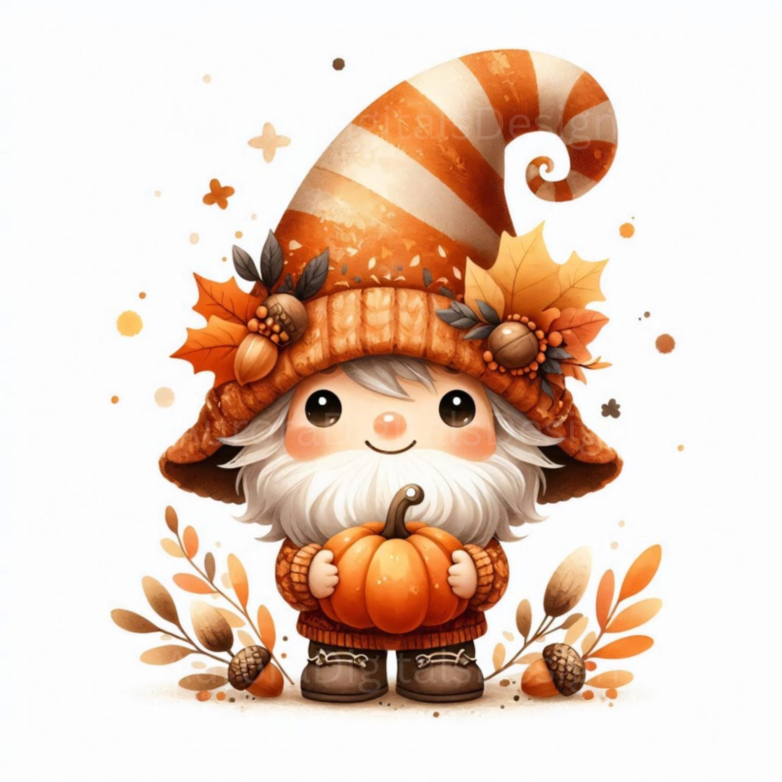 Watercolor Fall Gnomes Clipart, Set of 45 Autumn Gnome Clipart, Harvest ...