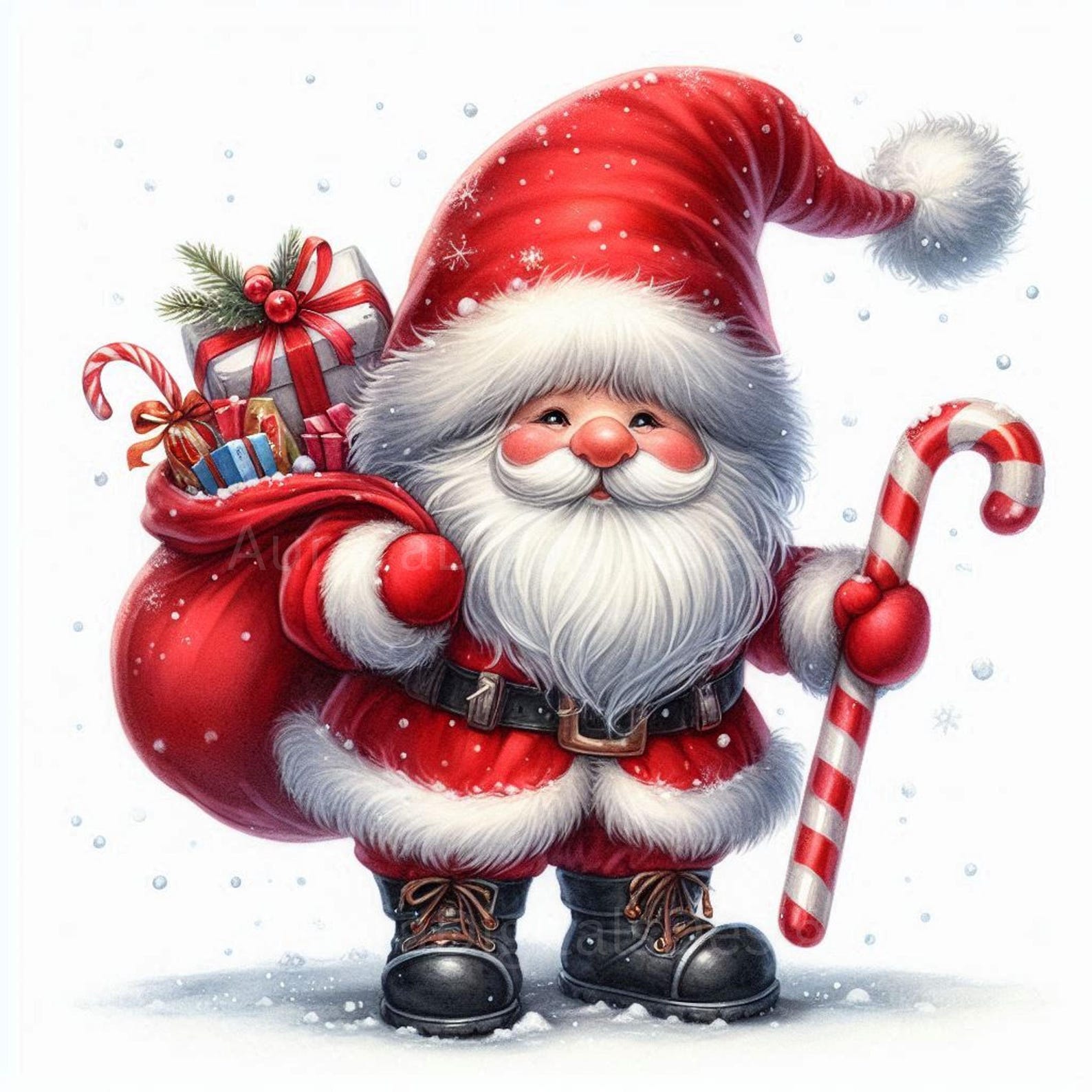 Santa Gnomes Clipart - Set of 12 Festive Christmas Gnomes JPEG, Holiday ...