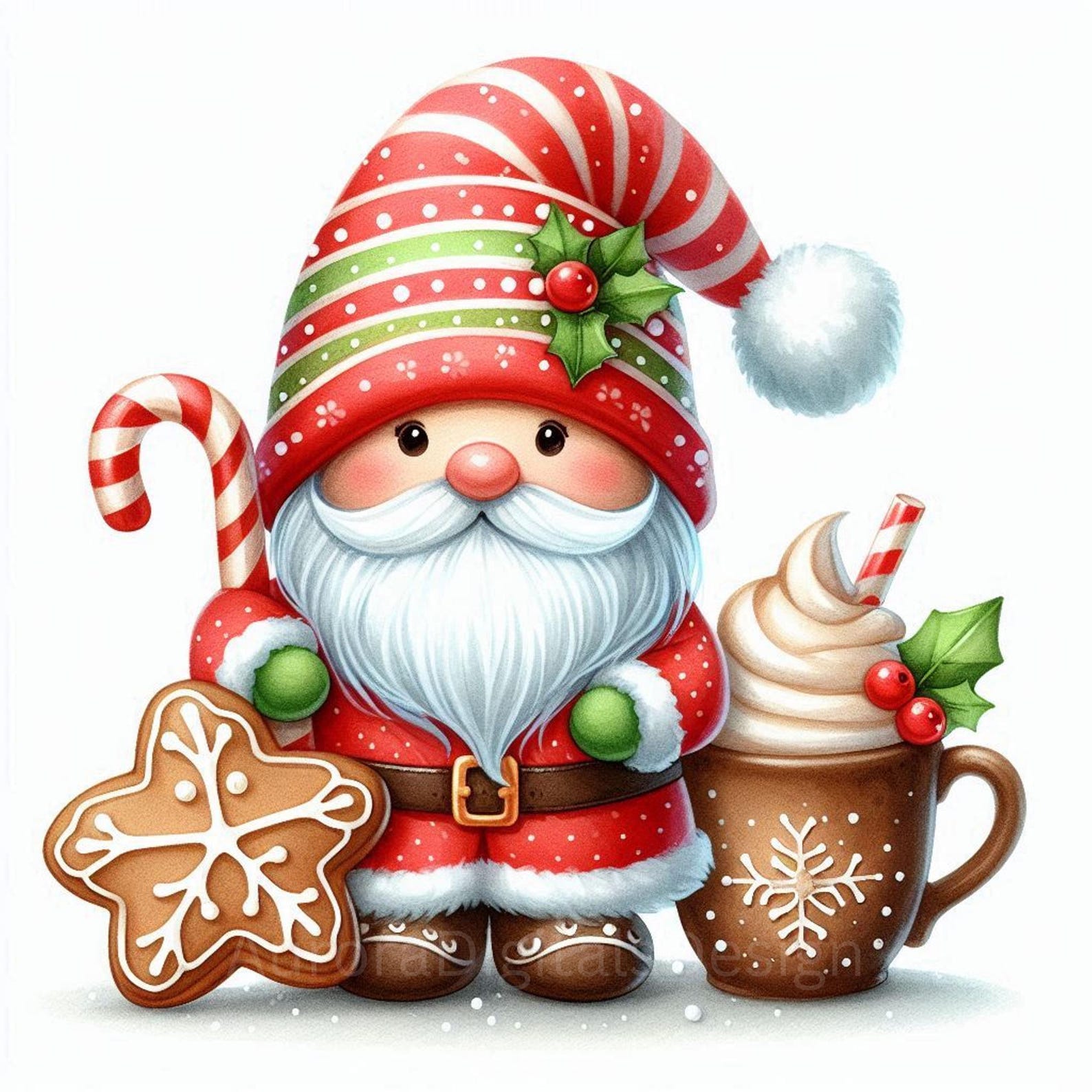 Gingerbread Gnomes Clipart - Set of 14 Festive Holiday Gnomes With ...