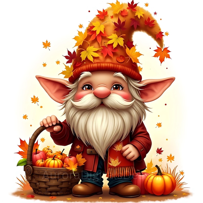 Autumn Gnomes Clipart, Set of 12 High-resolution JPEG, SVG Files Fall ...