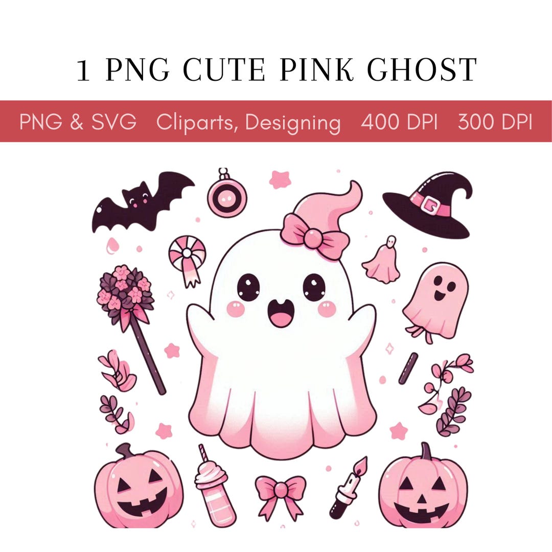 Cute Ghost Png,halloween Png,halloween Svg,halloween Ghost Png,pink ...