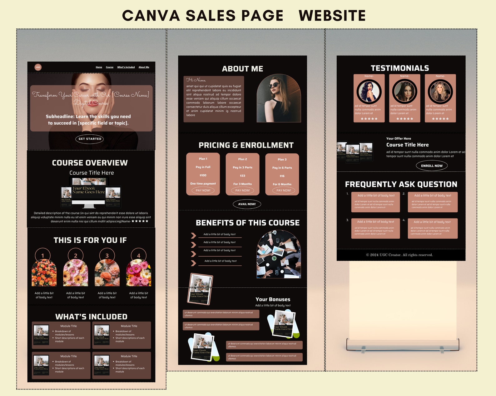 Canva Sales Page Template ,course Sales Page ,canva Website Template ...