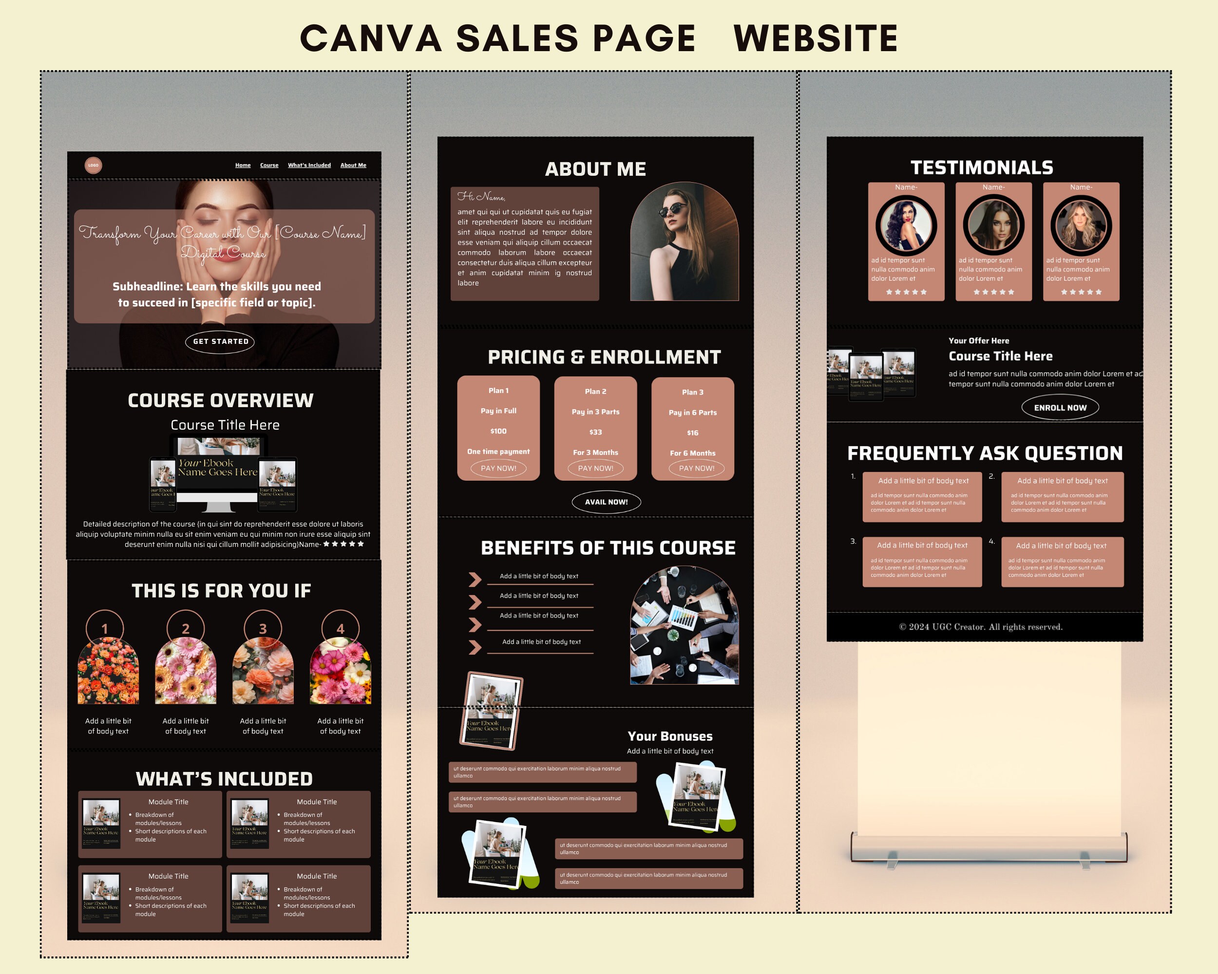 Canva Sales Page Template ,course Sales Page ,canva Website Template ...
