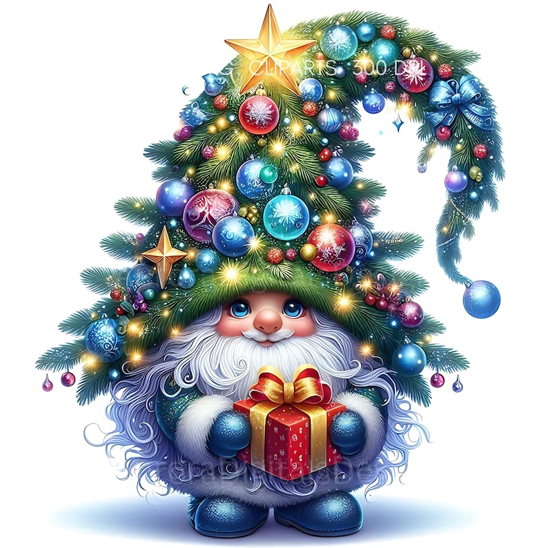 Christmas Tree Gnomes Clipart, Set of 12 High-resolution JPEG, SVG ...