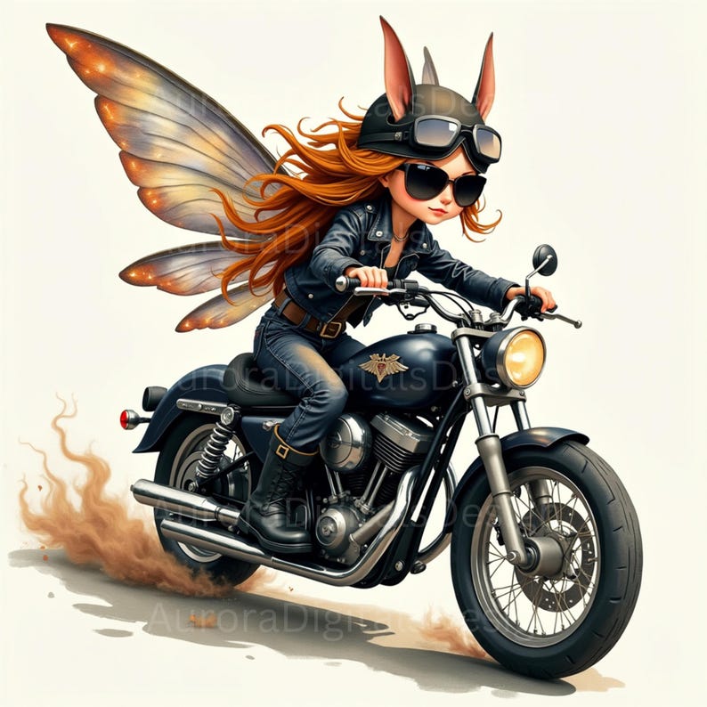Biker Fairy Gnome Clipart , Set of 10 Whimsical Motorcycle Gnome Art ...