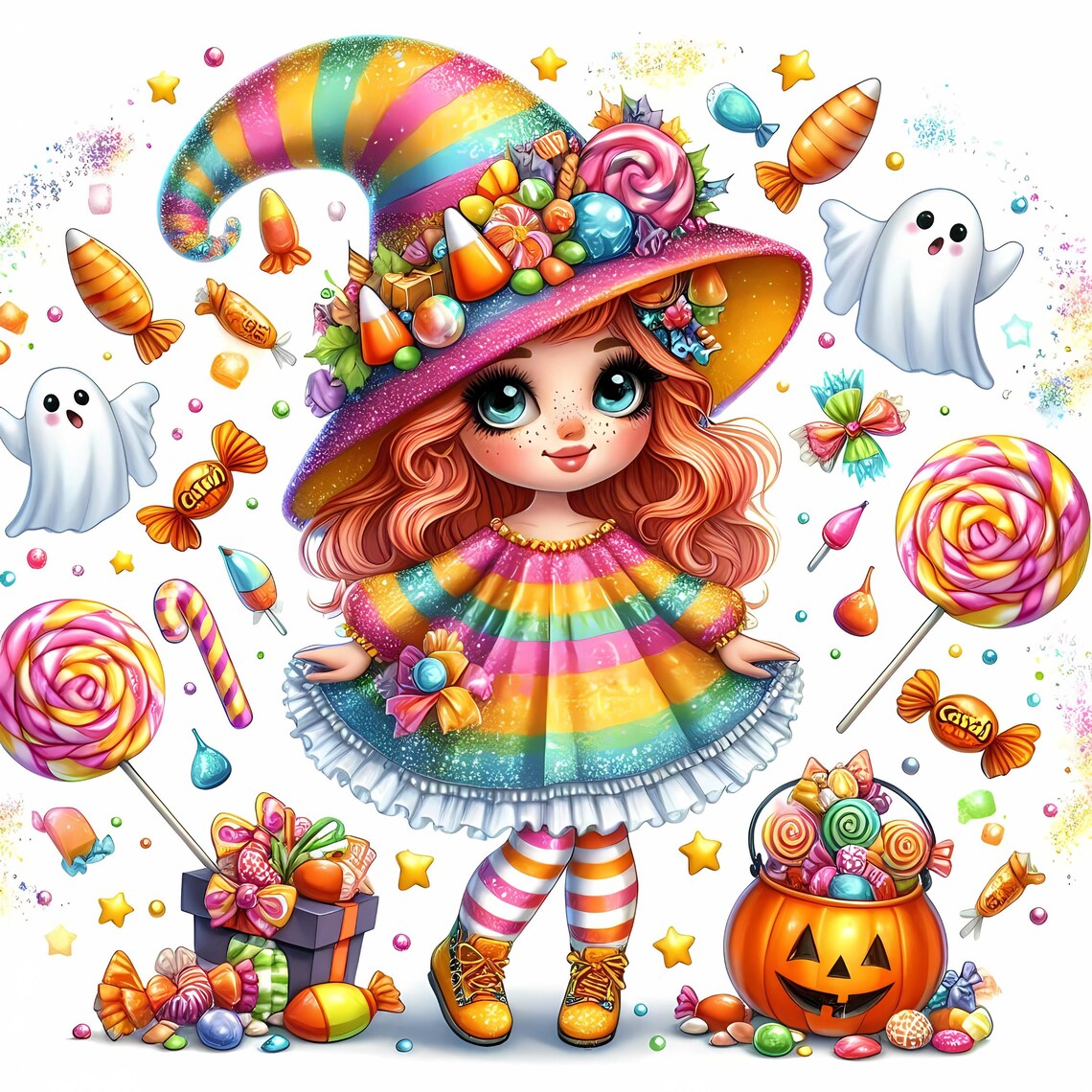 Trick-or-treat Gnome Clipart, 11 JPEG Halloween Gnome Graphics, Cute ...