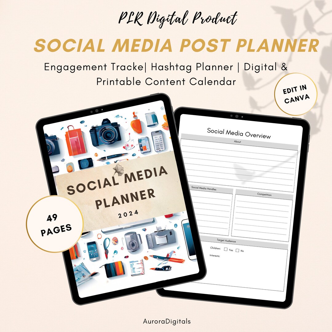 Social Media Post Planner,digital & Printable Content Calendar ...