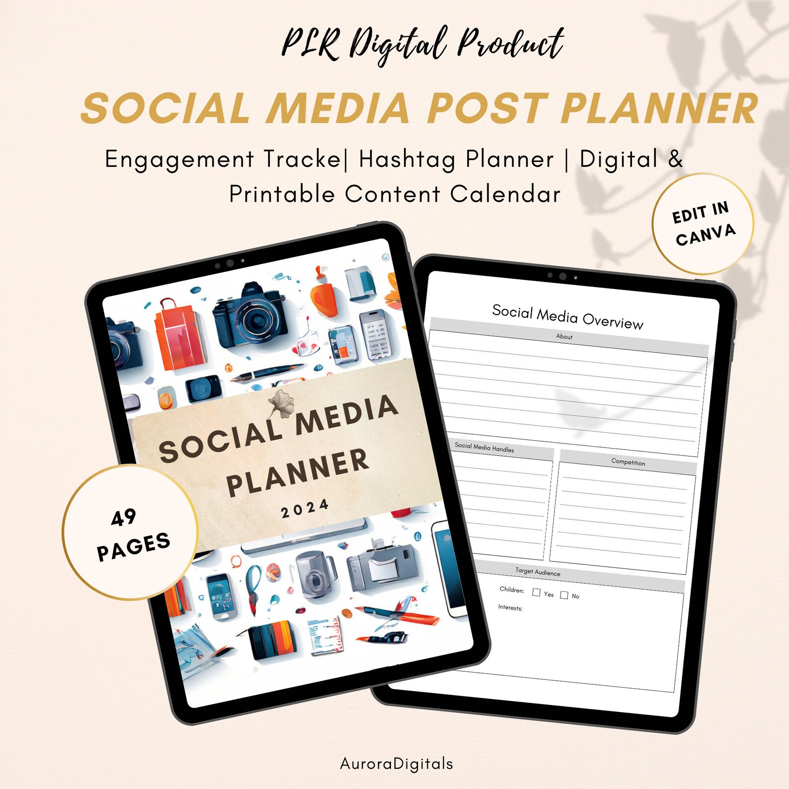 Social Media Post Planner,digital & Printable Content Calendar ...