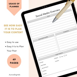 Social Media Post Planner,digital & Printable Content Calendar ...