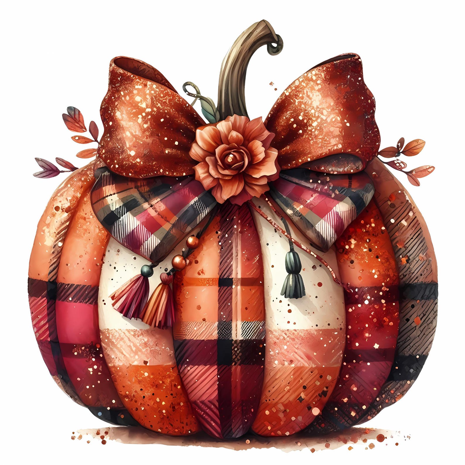 Boho Pumpkin Clipart: Plaid & Tassel Fall Decor (12 JPEG Files) - Etsy