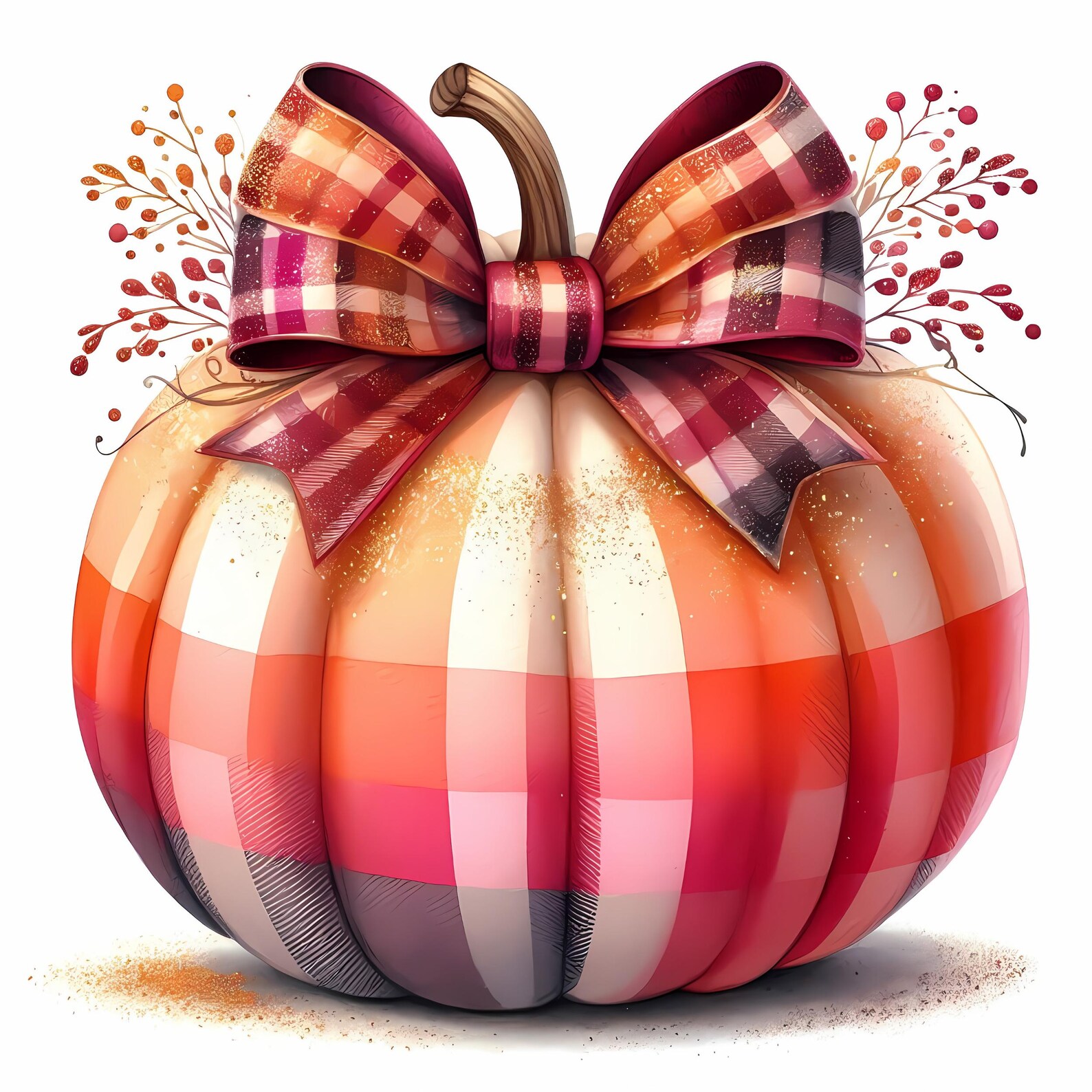 Sunset Ombre Plaid Pumpkin Clipart: Autumn Gradient Art (12 JPEG Files ...