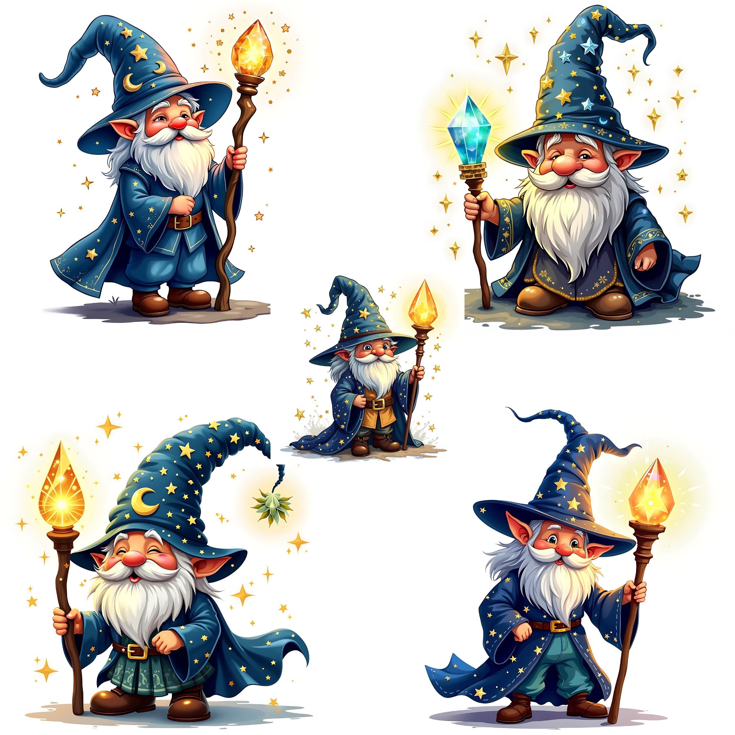 Wizard Gnomes Clipart , Set of 12 High-resolution JPEG, SVG Files ...