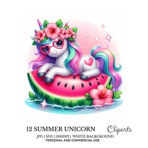 Magical Summer Unicorn Clipart | Tropical Fantasy, Florals & Fruits ...