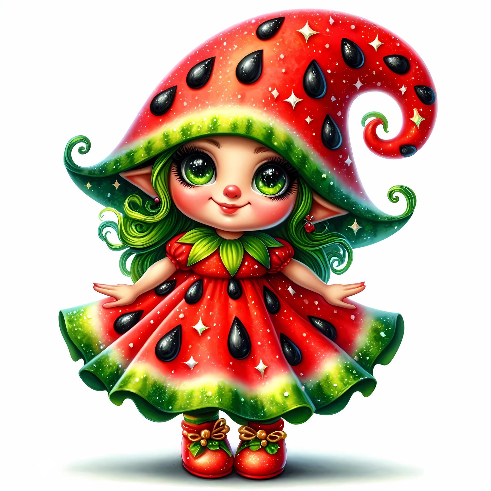 Watermelon Gnome Clipart: Summer Picnic Art, JPEG Files (digital ...