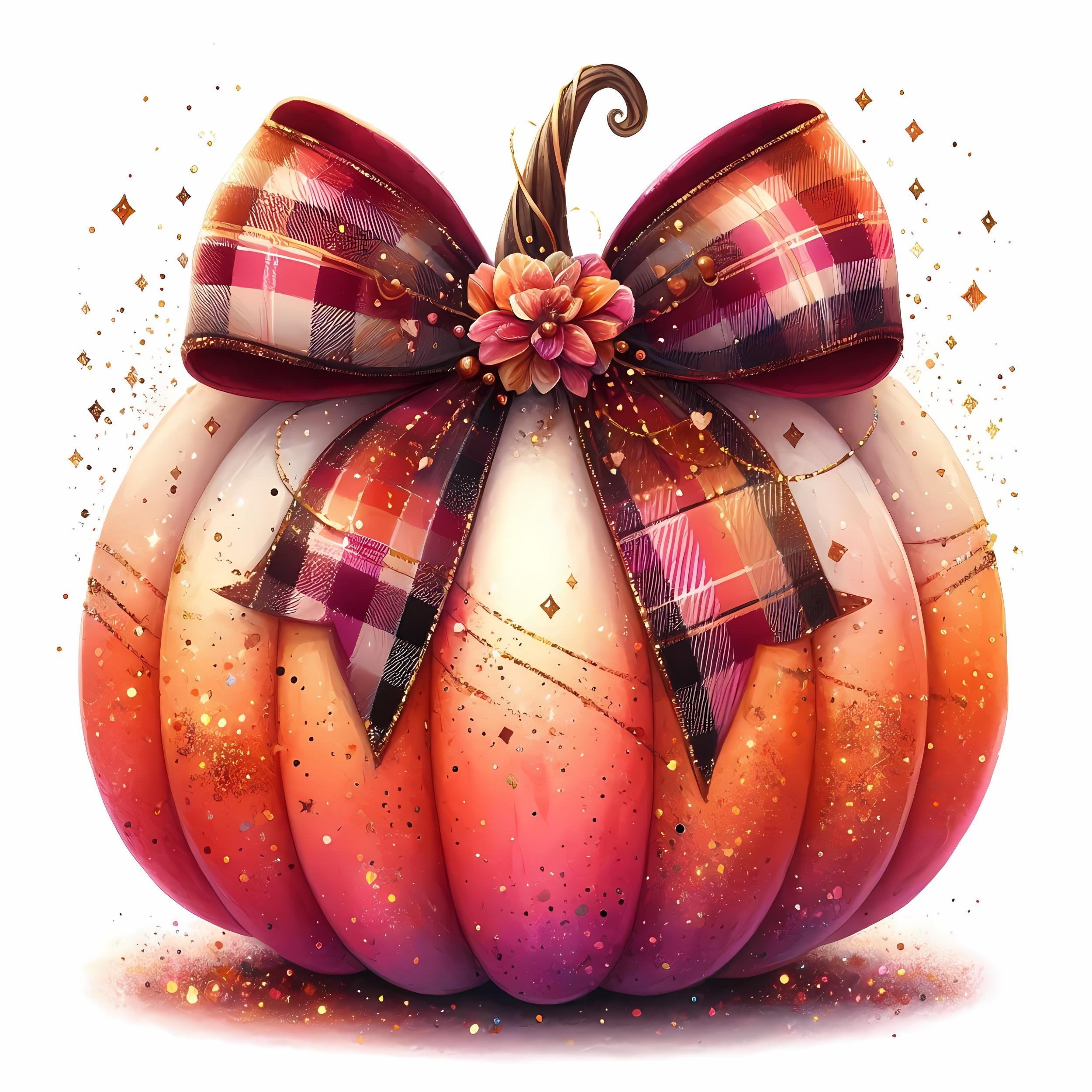 Sunset Ombre Plaid Pumpkin Clipart: Autumn Gradient Art (12 JPEG Files ...