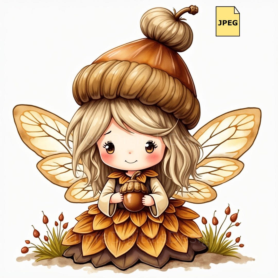 Acorn Fairy Gnome Clipart , Set of 11 Whimsical Gnomes JPEG , Forest ...