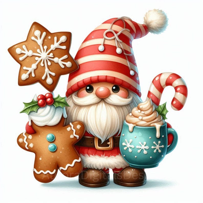 Gingerbread Gnomes Clipart - Set of 14 Festive Holiday Gnomes With ...