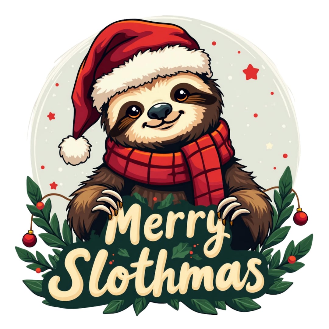 Merry Slothmas Png, Merry Slothmas T-shirt Design PNG, Christmas Png ...