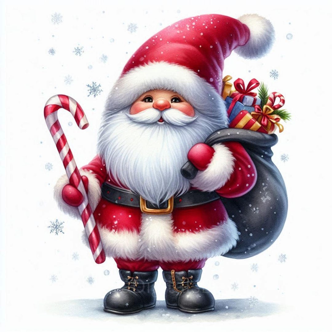 Santa Gnomes Clipart - Set of 12 Festive Christmas Gnomes JPEG, Holiday ...