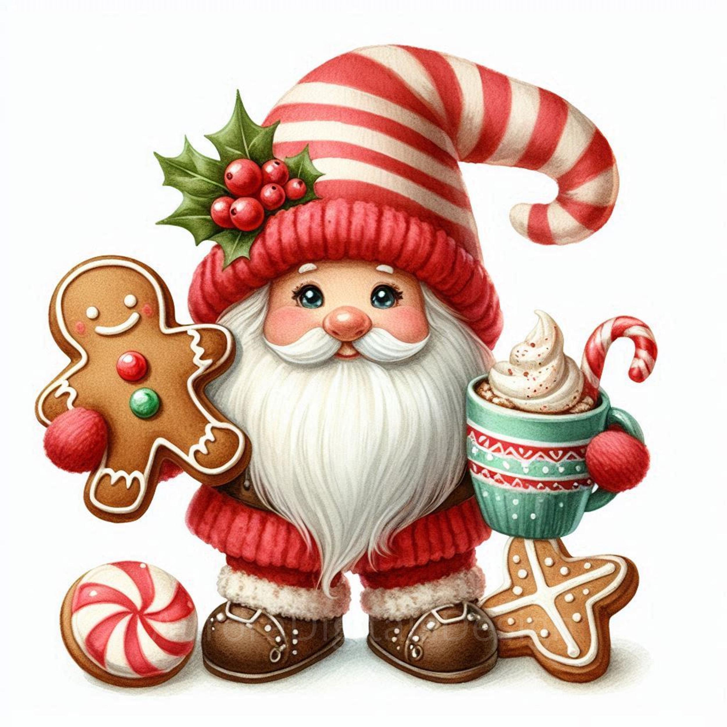 Gingerbread Gnomes Clipart Set of 15 Festive Holiday Gnomes With ...