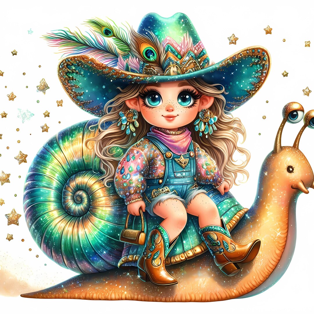 Cowboy Gnome Riding Snail Christmas Clipart (10 JPEG Files) - Etsy
