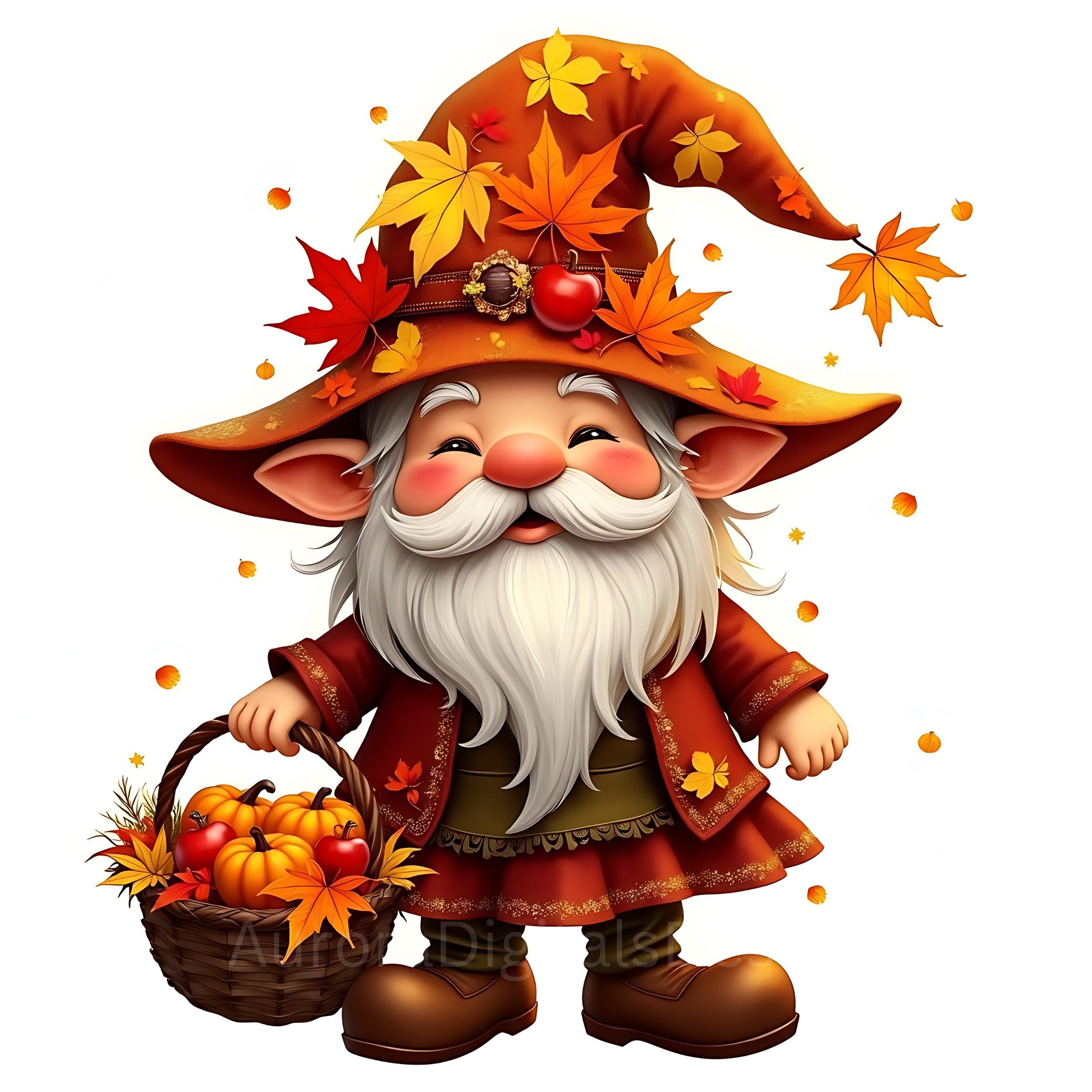 Autumn Gnomes Clipart, Set of 12 High-resolution JPEG, SVG Files Fall ...
