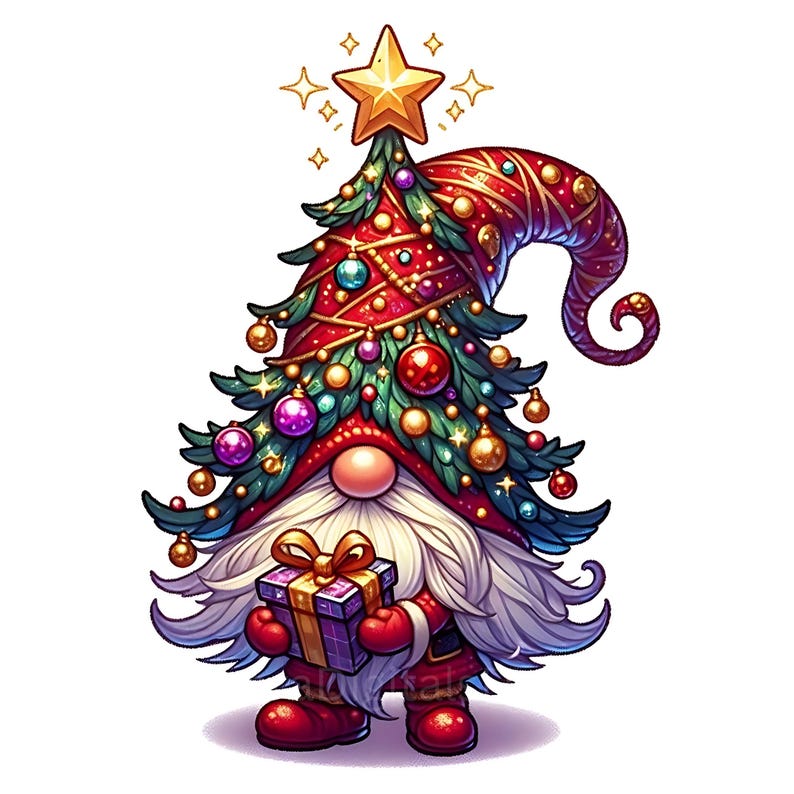 Christmas Tree Gnomes Clipart, Set of 12 High-resolution JPEG, SVG ...