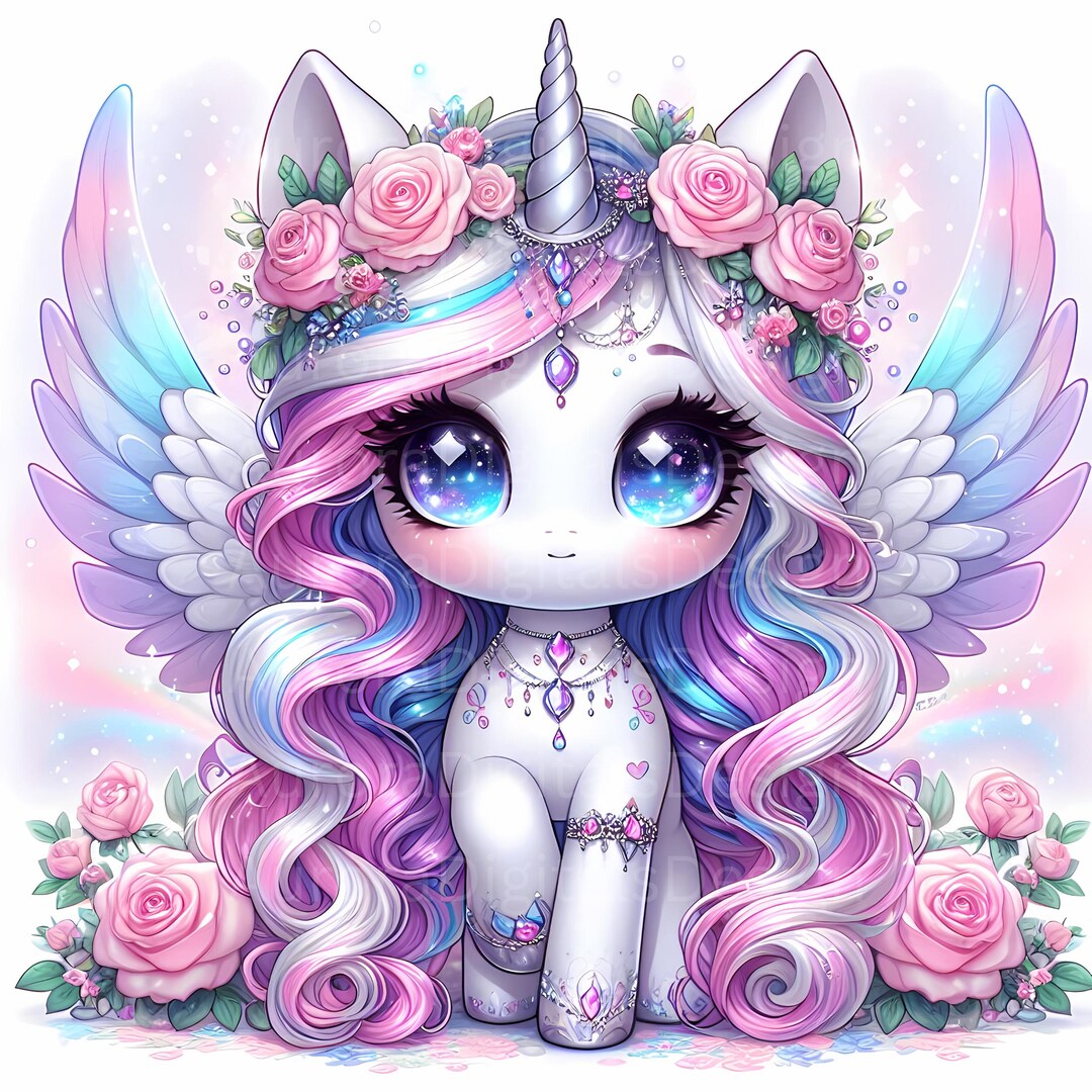 Spring Chibi Unicorn Clipart, Set of 11 Soft Pastel Jpegs, Pastel Pony ...