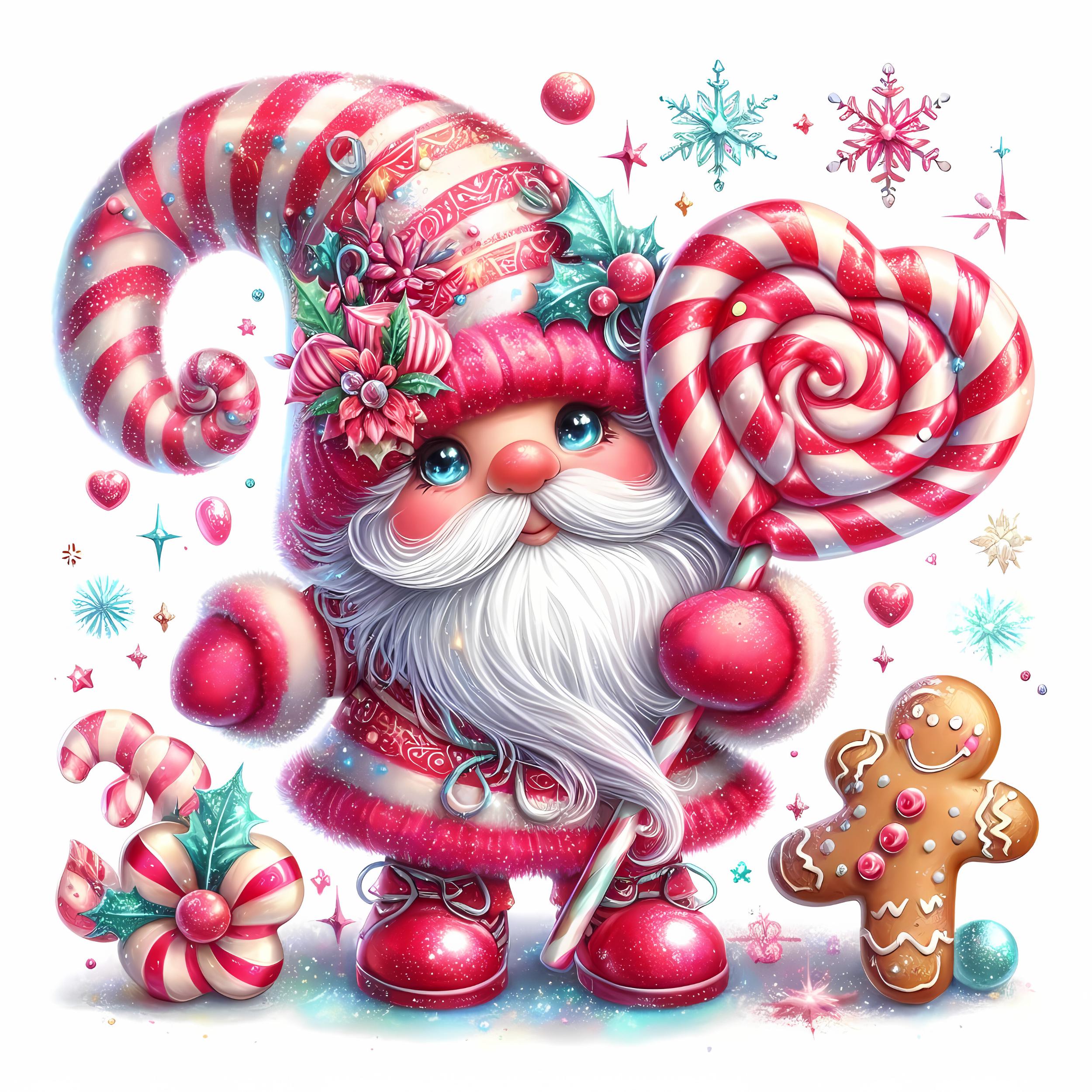 Candy Cane Gnome Clipart, 12 JPEG Christmas Gnome Graphics, Holiday ...