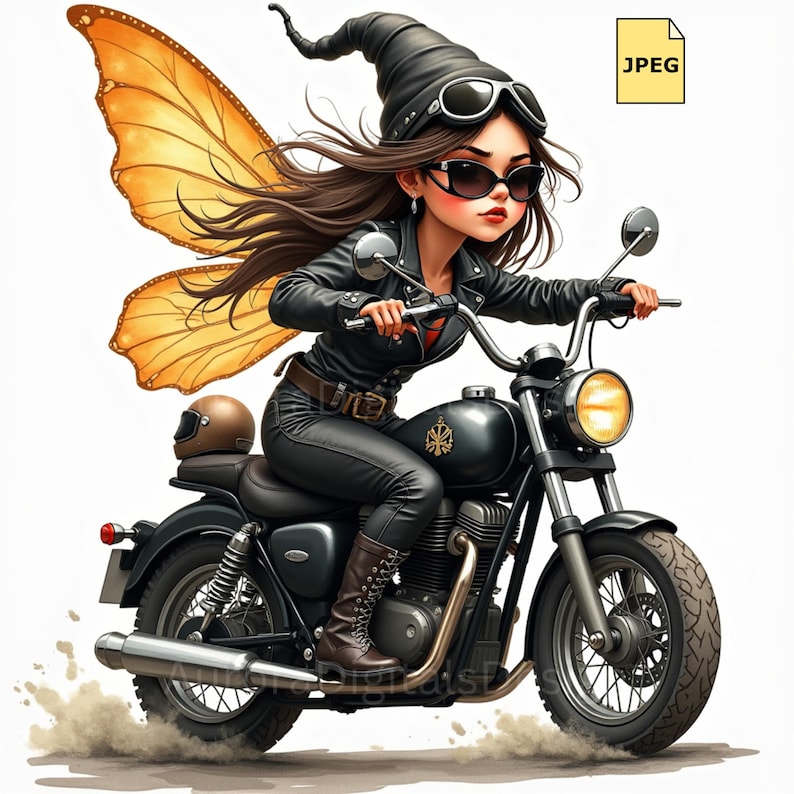 Biker Fairy Gnome Clipart , Set of 10 Whimsical Motorcycle Gnome Art ...