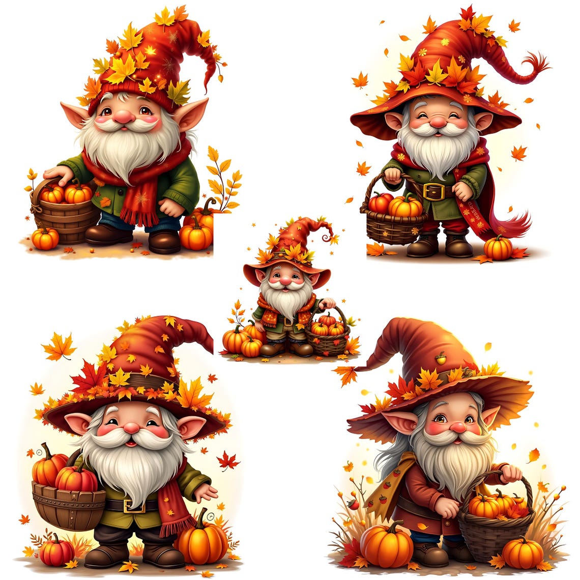 Autumn Gnomes Clipart, Set of 12 High-resolution JPEG, SVG Files Fall ...