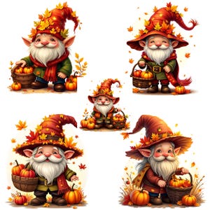 Autumn Gnomes Clipart, Set of 12 High-resolution JPEG, SVG Files Fall ...