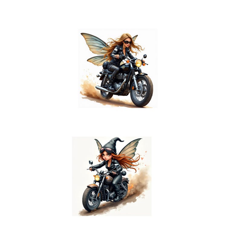 Biker Fairy Gnome Clipart , Set of 10 Whimsical Motorcycle Gnome Art ...