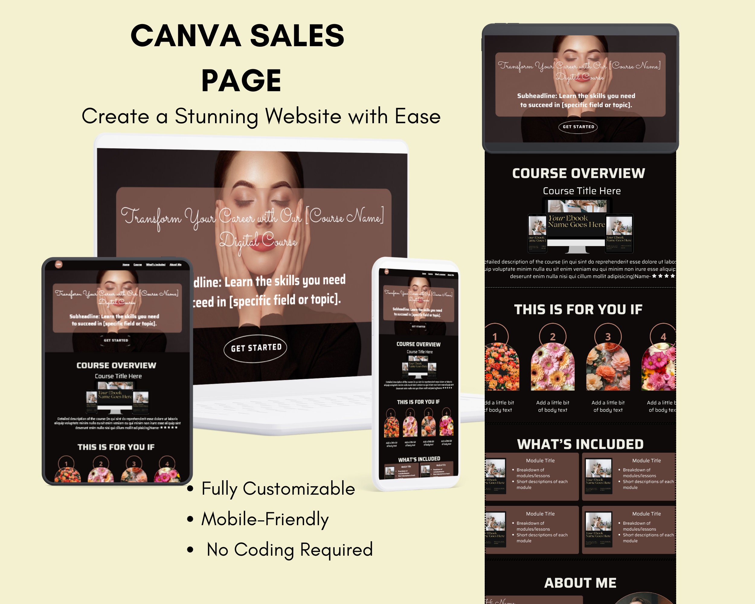 Canva Sales Page Template ,course Sales Page ,canva Website Template ...