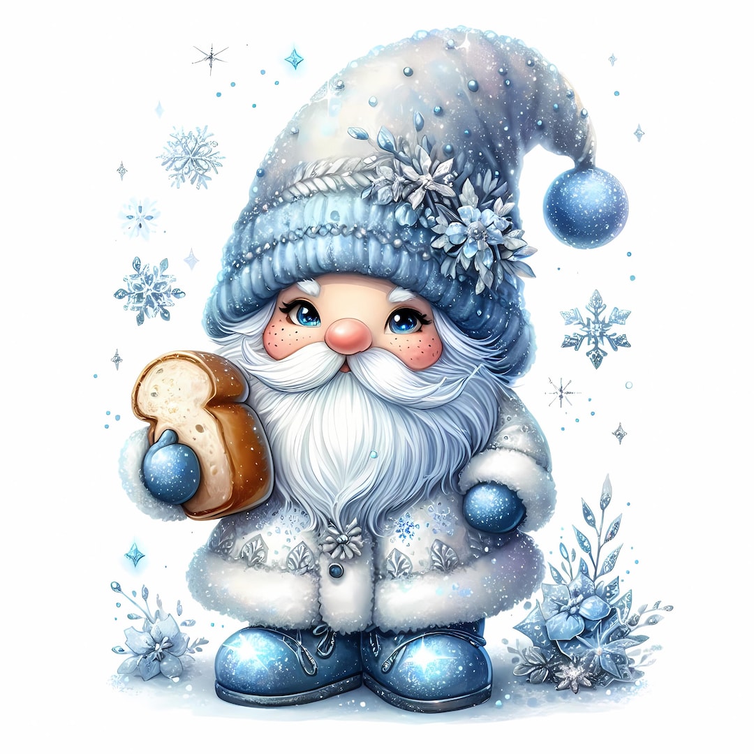 Snowflake Boy Gnome Clipart, Cute Gnome Clipart, 12 JPEG Winter Gnome ...