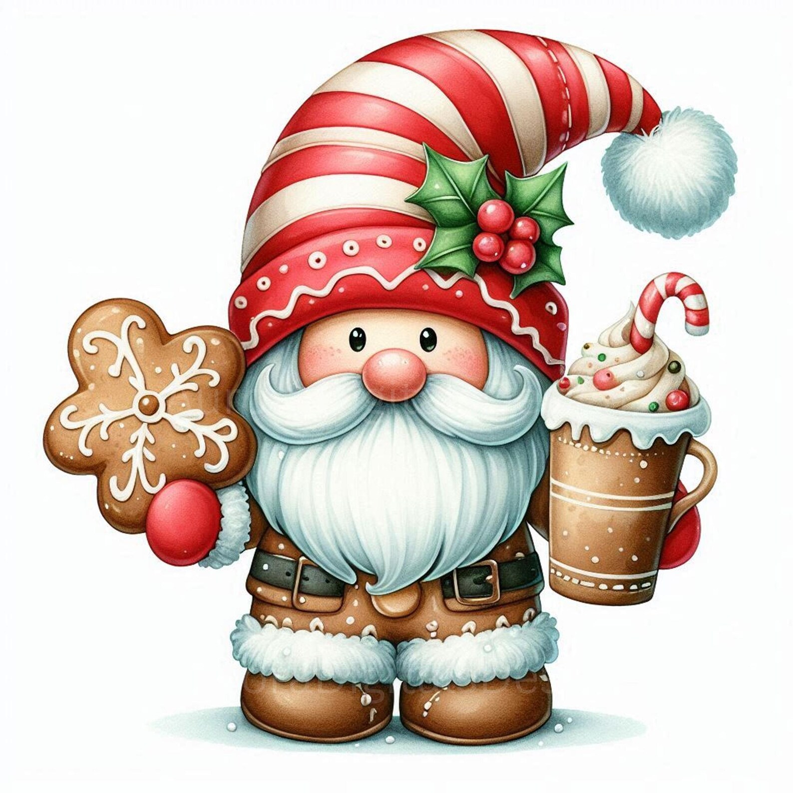 Gingerbread Gnomes Clipart - Set of 14 Festive Holiday Gnomes With ...