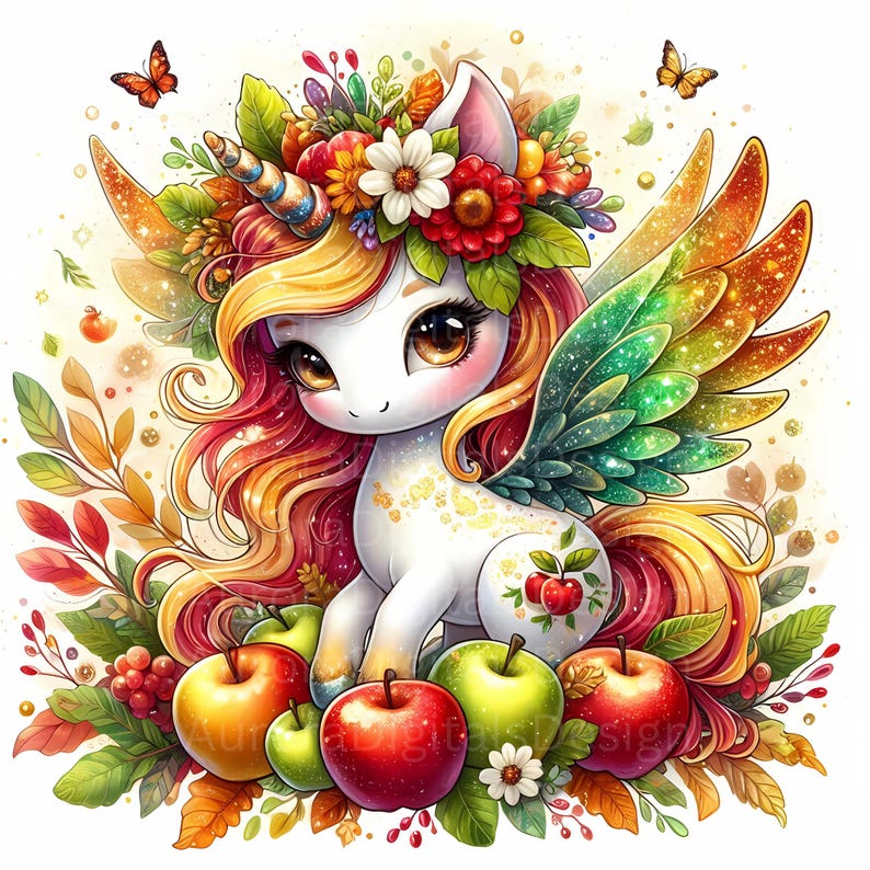 Apple Orchard Unicorn Clipart: Fall Autumn Art (set of 12 Jpegs) - Etsy