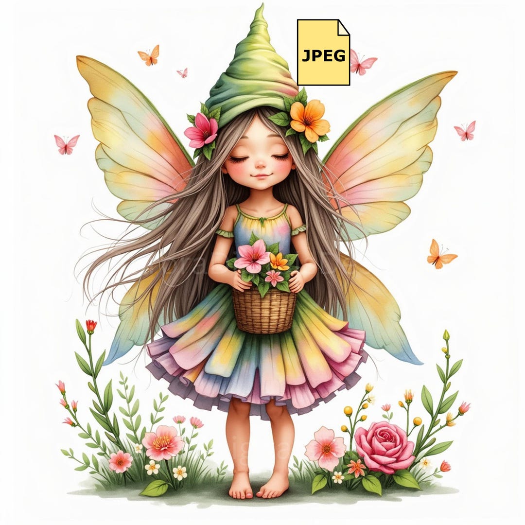 Flower Fairy Gnomes Clipart, Set of 14 Whimsical Gnome Illustrations in ...