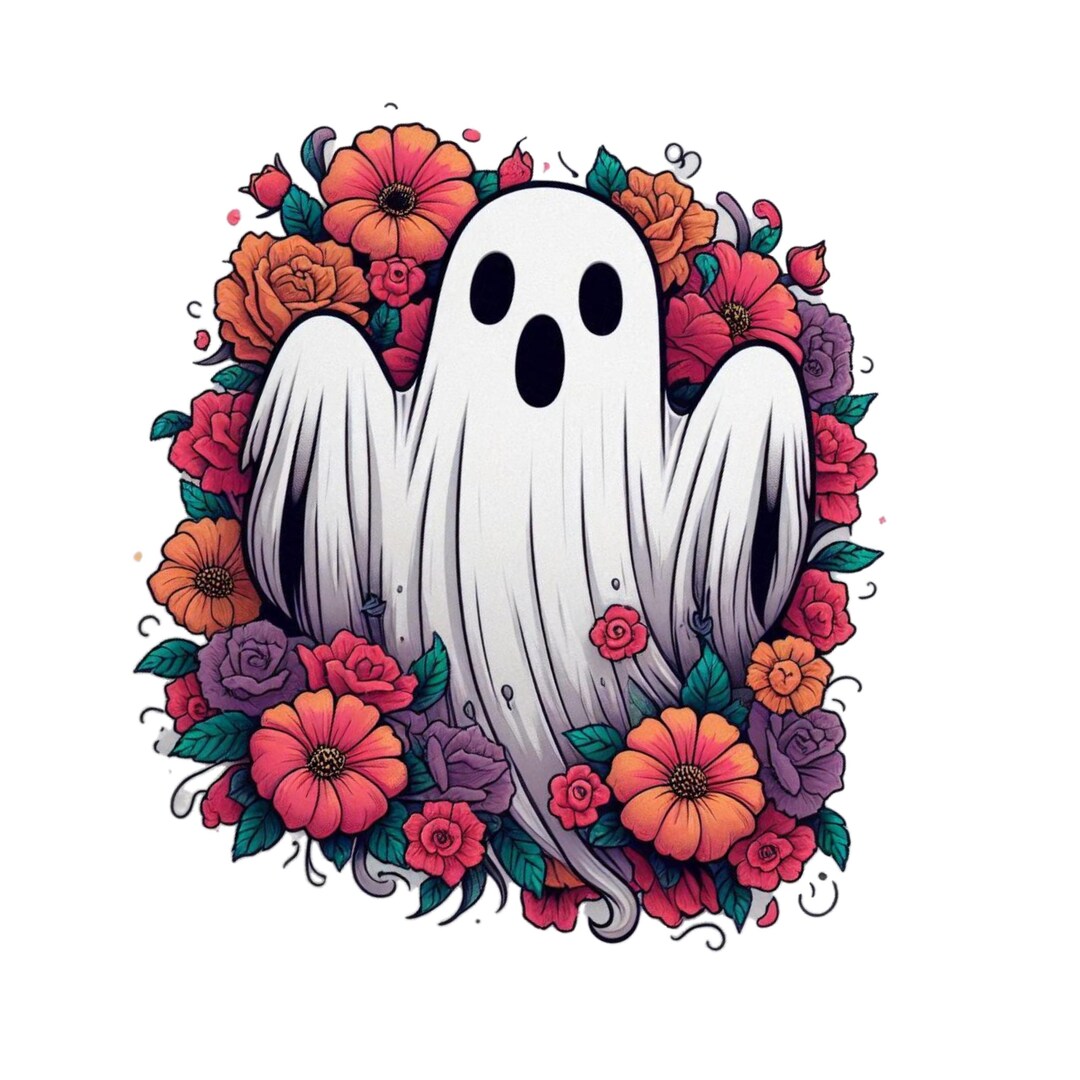 Halloween Png, Spooky Ghost Png, Vintage Floral Cute Ghost Halloween ...