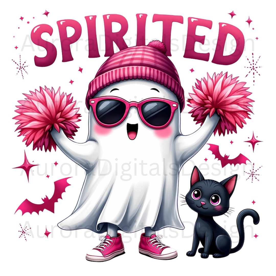 Cute Ghost Png, Cheerleader Ghost Png, Spooky Cheerleading Design ...