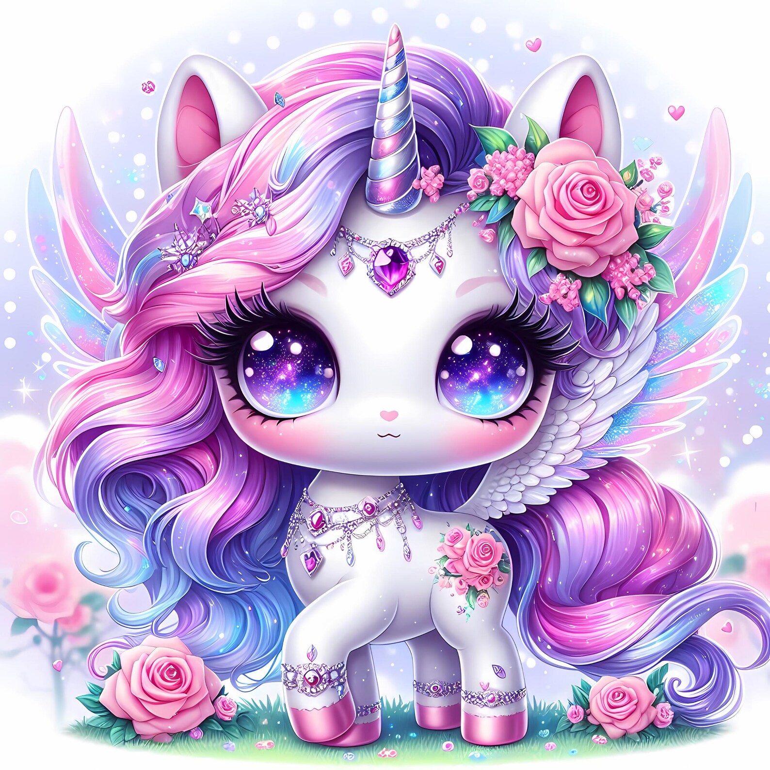 Cute Fantasy Unicorn Clipart | Kawaii Galaxy Eyes Pegasus | 14 Jpegs ...