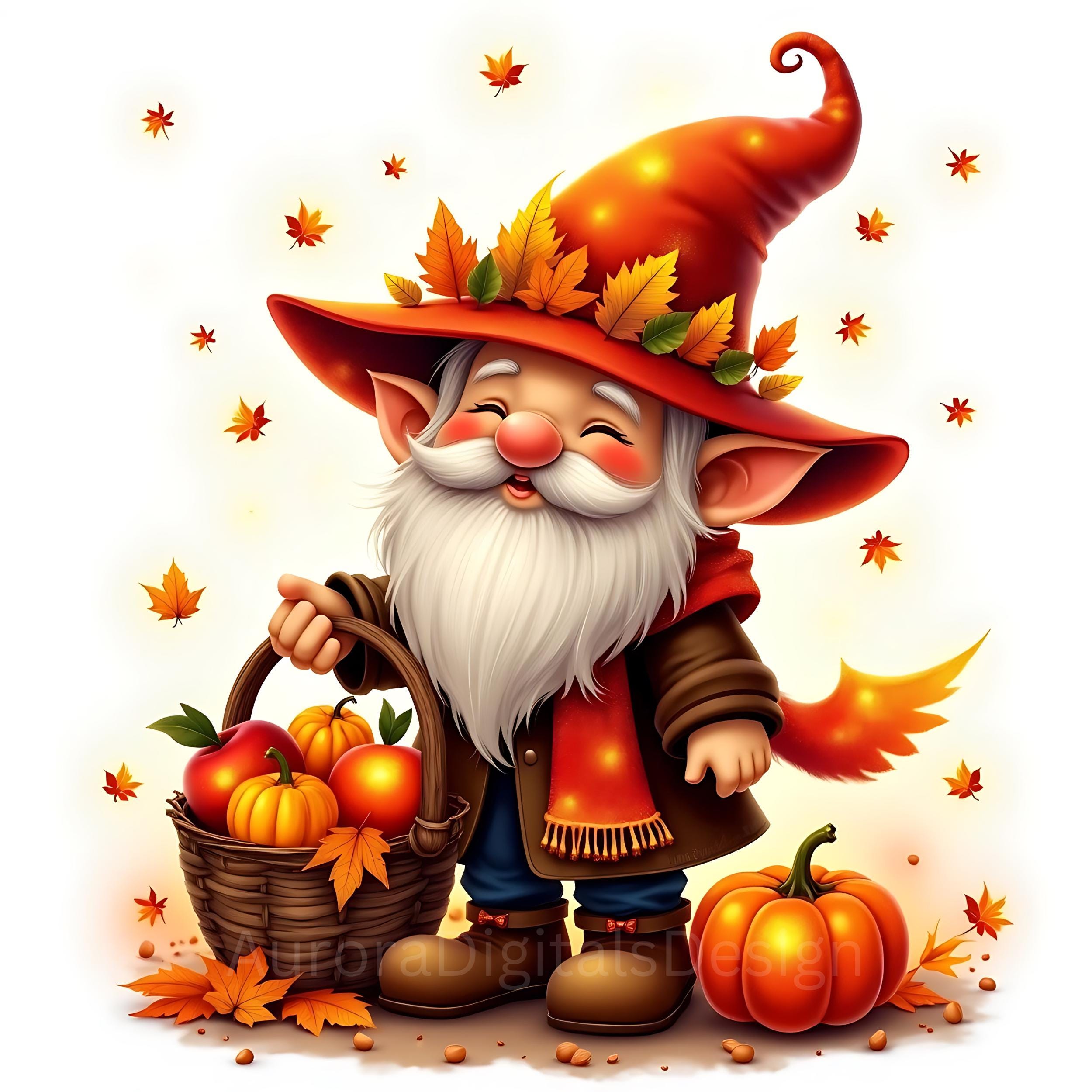 Autumn Gnomes Clipart, Set of 12 High-resolution JPEG, SVG Files Fall ...
