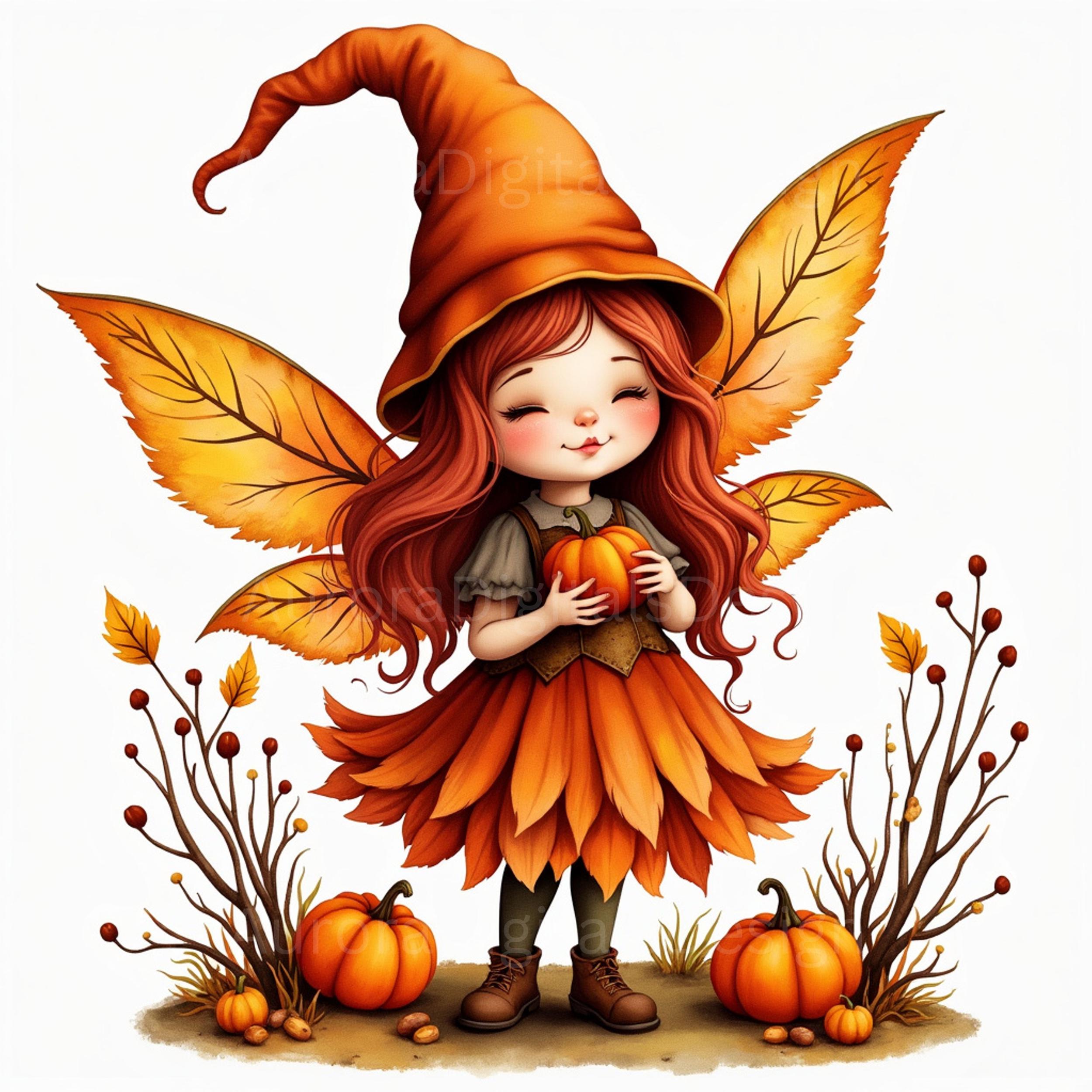 Autumn Fairy Gnomes Clipart, Set of 10 JPEG & SVG Files, Autumn Fairy ...