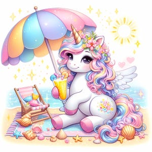 Magical Summer Unicorn Clipart | Tropical Fantasy, Florals & Fruits ...