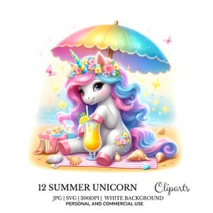Magical Summer Unicorn Clipart | Tropical Fantasy, Florals & Fruits ...